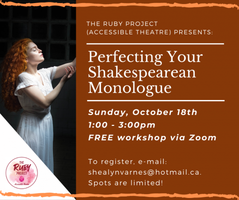 Perfecting Your Shakespearean Monologue Workshop | Canadian Network For ...